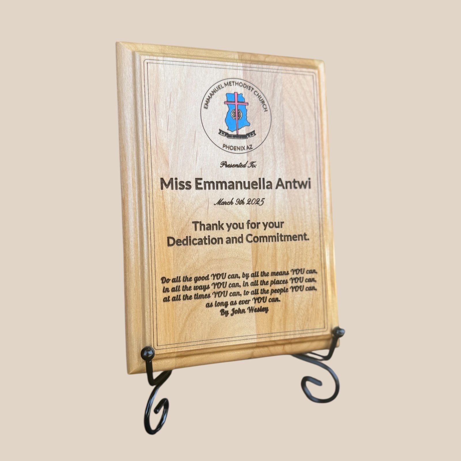 Wooden Award Plaque with Stand - Ella Kay Studio